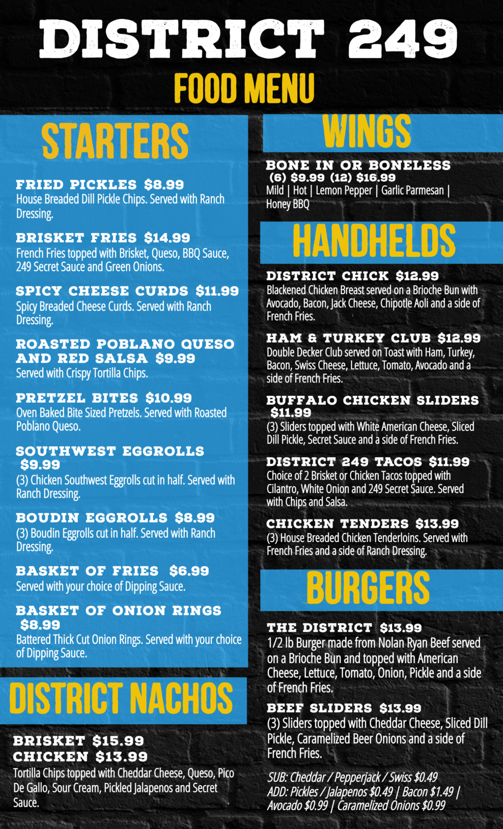 Menu - District 249